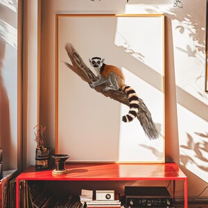 Vibrant Watercolour Lemur Art Print | Exotic Wildlife Wall Decor ...