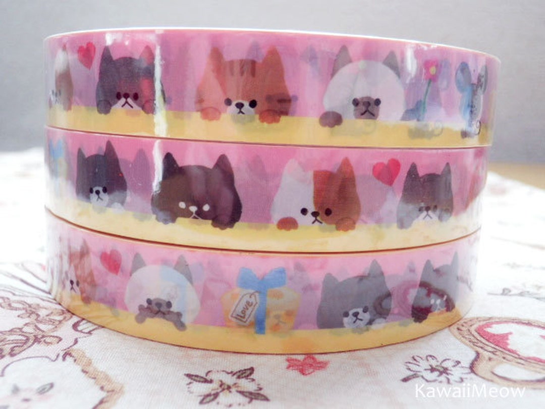 Kawaii Deco Tape Cute Kitten 1 Pc / 1.5cm Wide X 20m 0.7 X 22 Yards ...