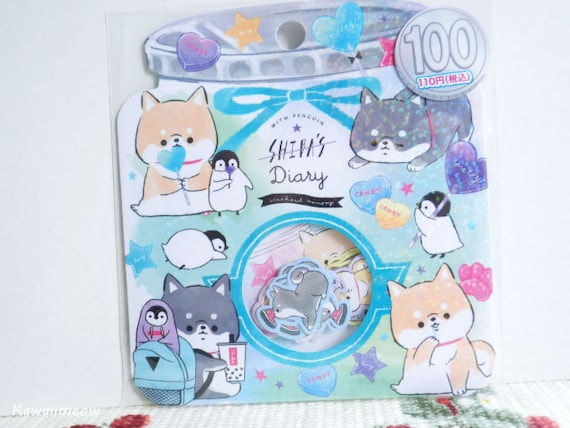 Kamio Japan Sticker Flakes Shiba's Diary 21 Pieces | Etsy