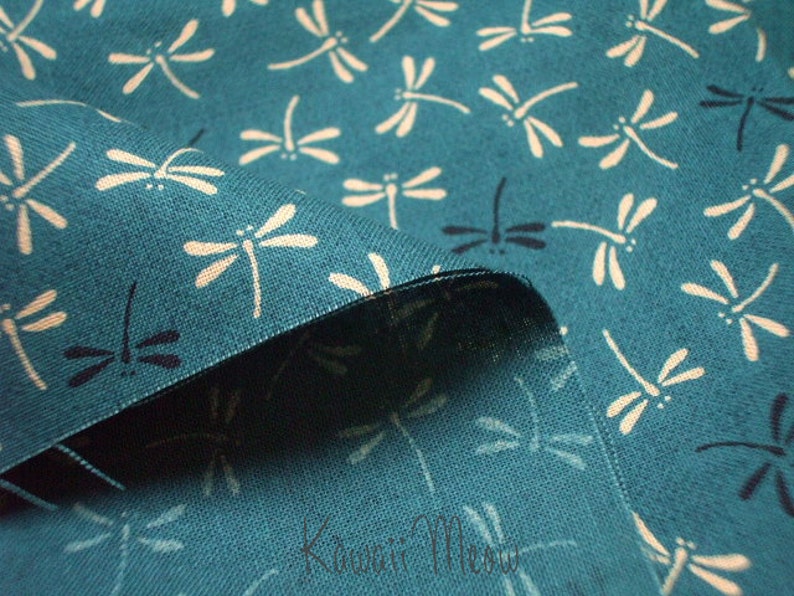 Beautiful Japanese Fabric Dragonfly on Blue Half Yard | Etsy
