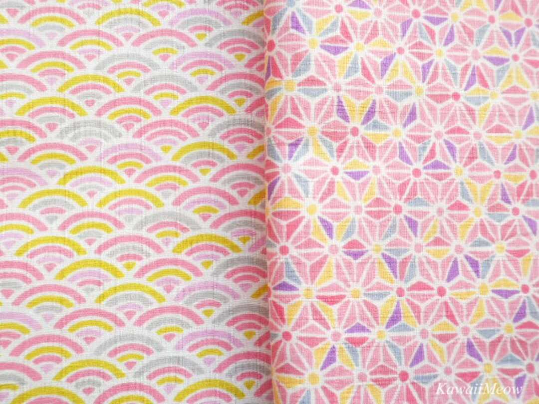 Japanese Kimono Fabric - Wave & Asanoha Hemp Leaf 2 Fat Quarter Bundle Set - (m201209) - Etsy