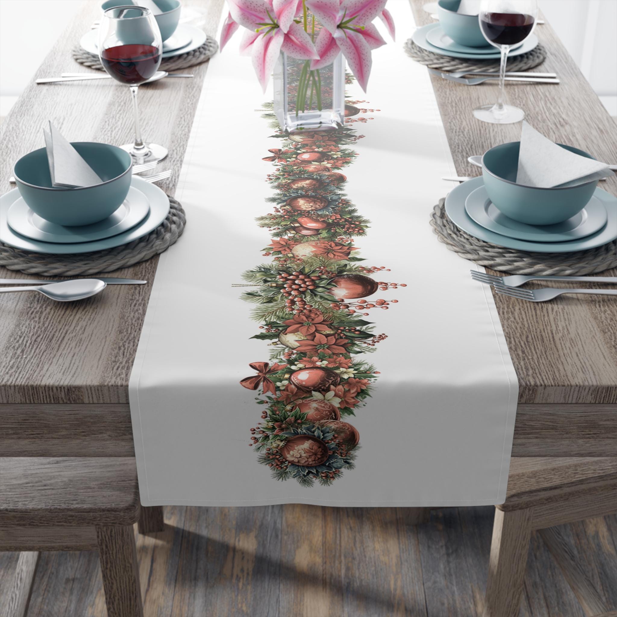 Festive Holiday Table Runner, Christmas Decor, Cotton & Poly Fabric - Etsy