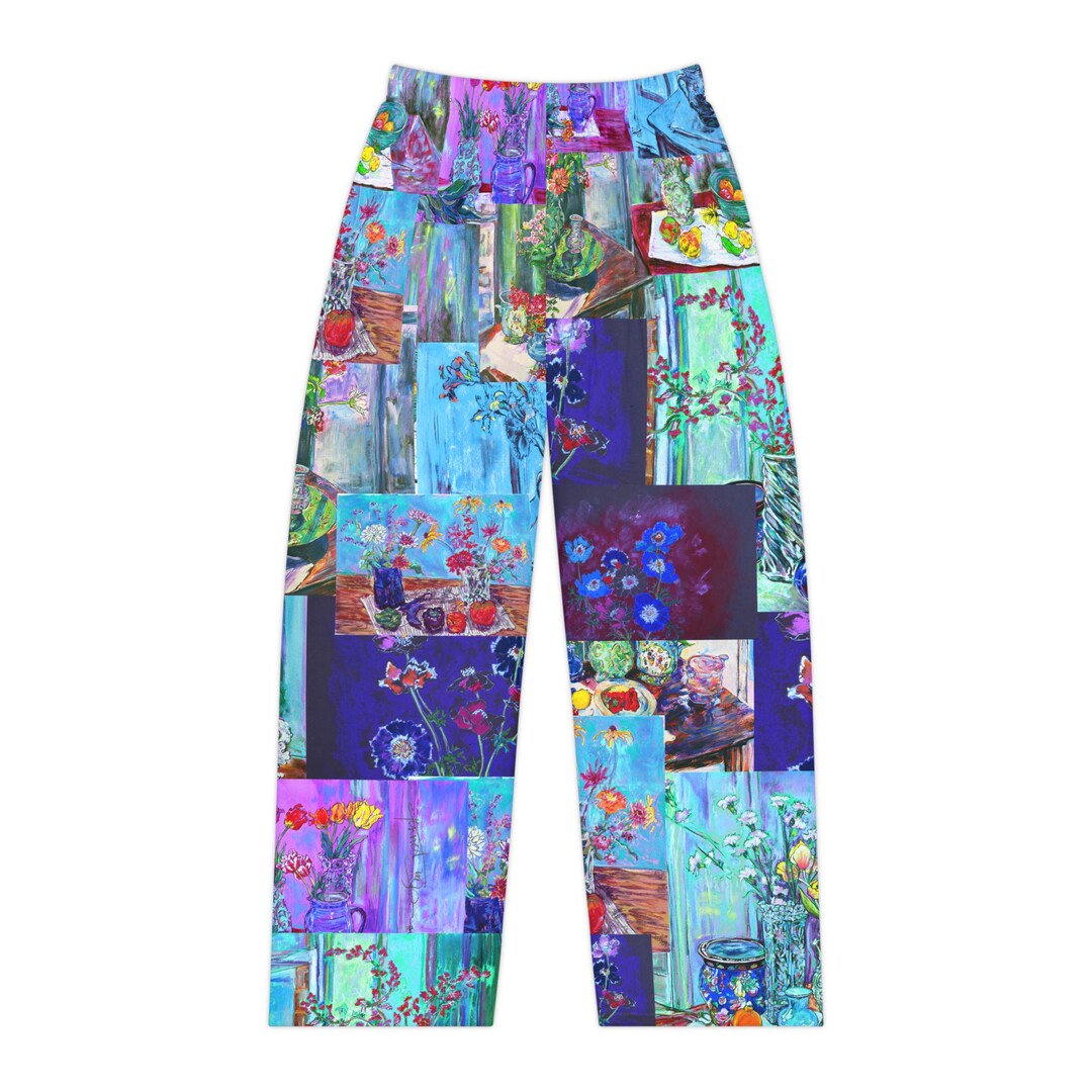Boho Patchwork Women's Pajama Pants, Oil Painting Festival Yoga Pants ...