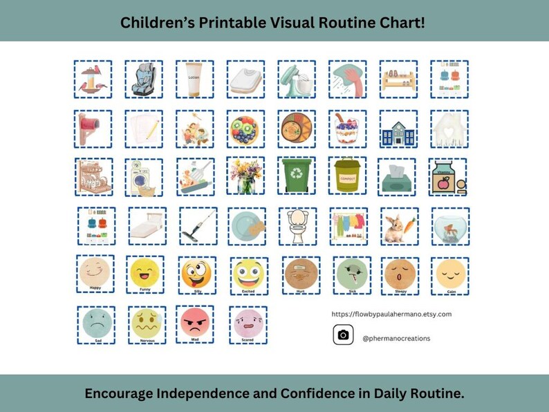 Printable Kids' Visual Routine Chart With Emotions Section | Preschool ...