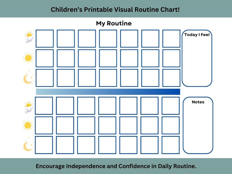 Printable Kids' Visual Routine Chart With Emotions Section | Preschool ...