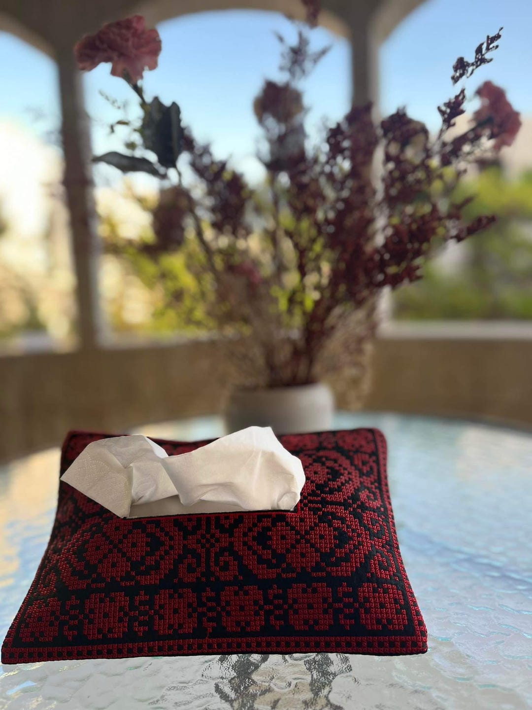 Embroidered Palestinian Tissue Box Cover. Machine-embroidered With ...