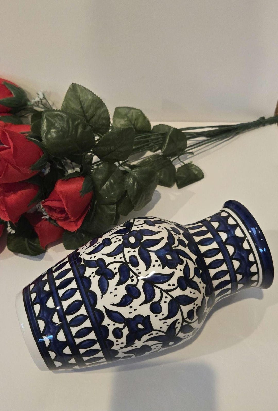 Hand-painted Palestinian Ceramic Vase – Floral Design From Hebron ...