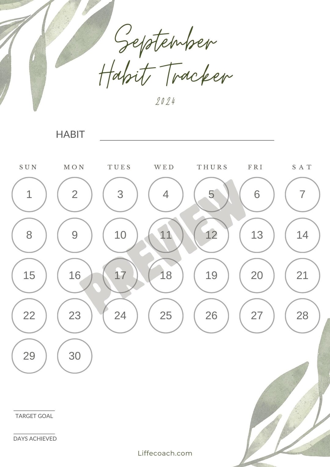 September Habit Tracking Calendar 2024 DIGITAL DOWNLOAD - Etsy