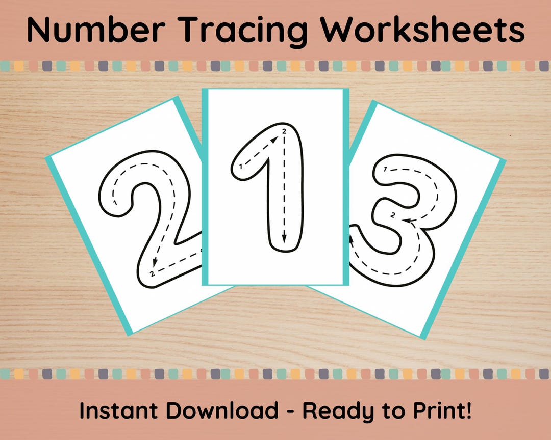 Number Tracing Worksheets | Printable | 11 Pages, 1 - 10 - Etsy