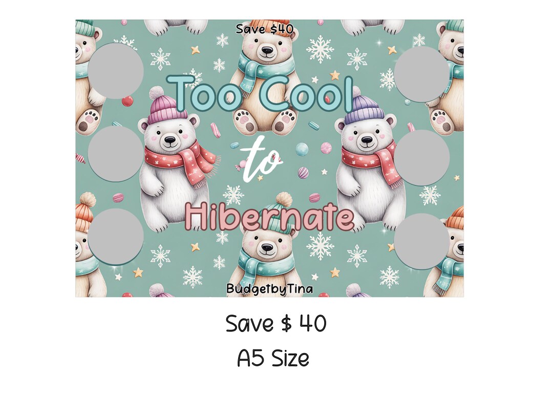 Winter Savings Challenge A5 | Scratch off Polar Bear Budget Tracker ...