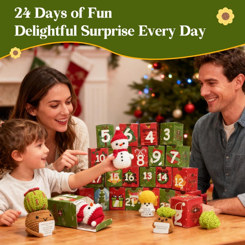 Emotional Support Advent Calendar 2025:24days Positive Crochet Toys ...