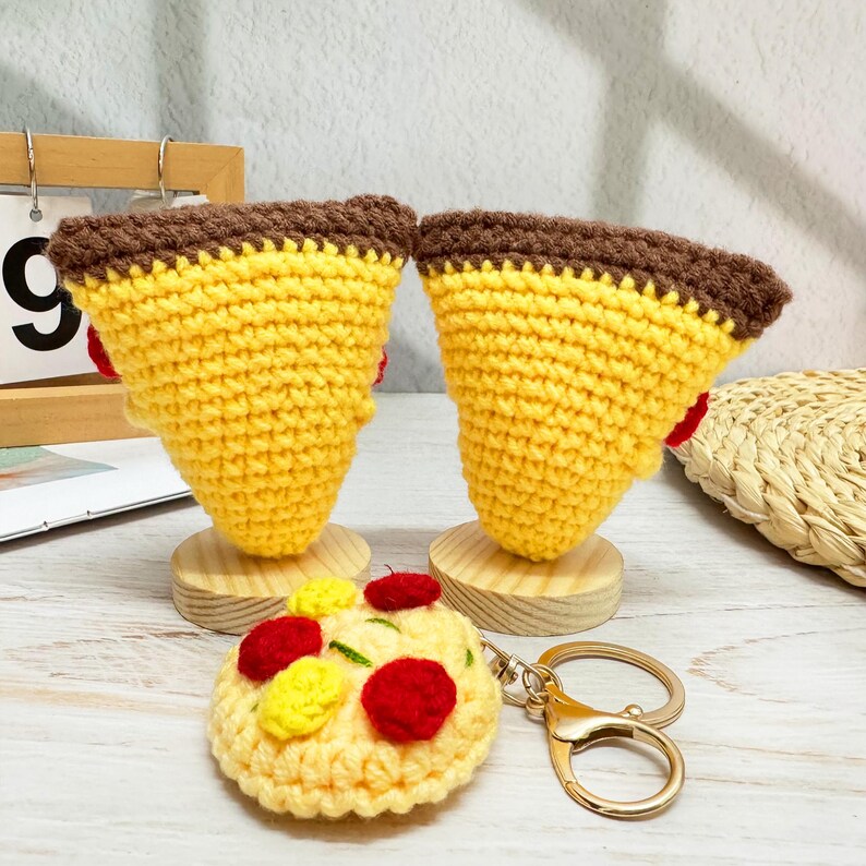 Bulk Handmade Crochet Pizza,free 1 Pizza Keychain,emotional Support ...