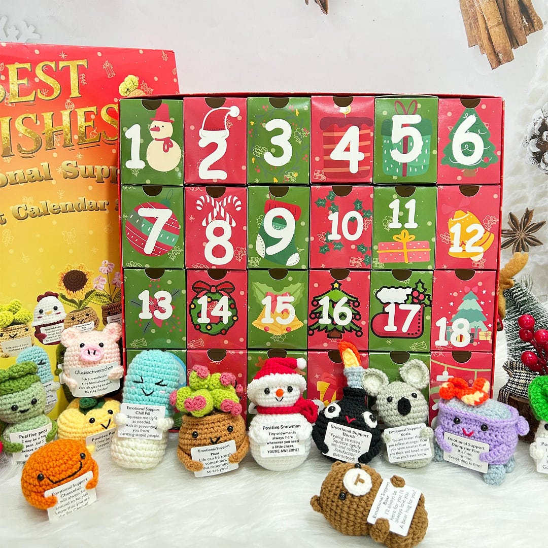 Emotional Support Advent Calendar 2025:24days Positive Crochet Toys ...