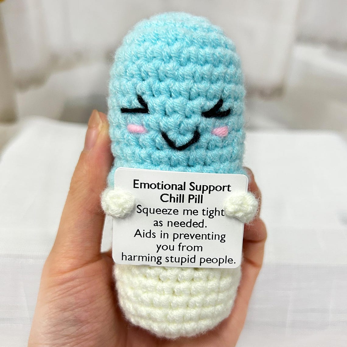 Handmade Crochet Chill Pill Toy,happy Pill Toy,emotional Support Gift ...