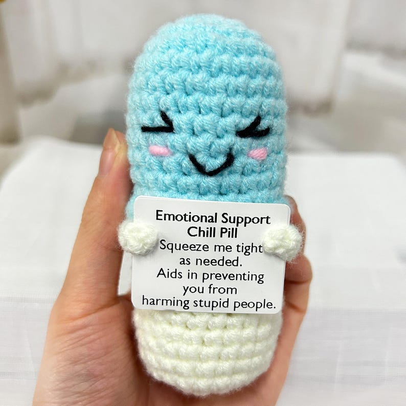 Handmade Crochet Chill Pill Toy,happy Pill Toy,emotional Support Gift ...
