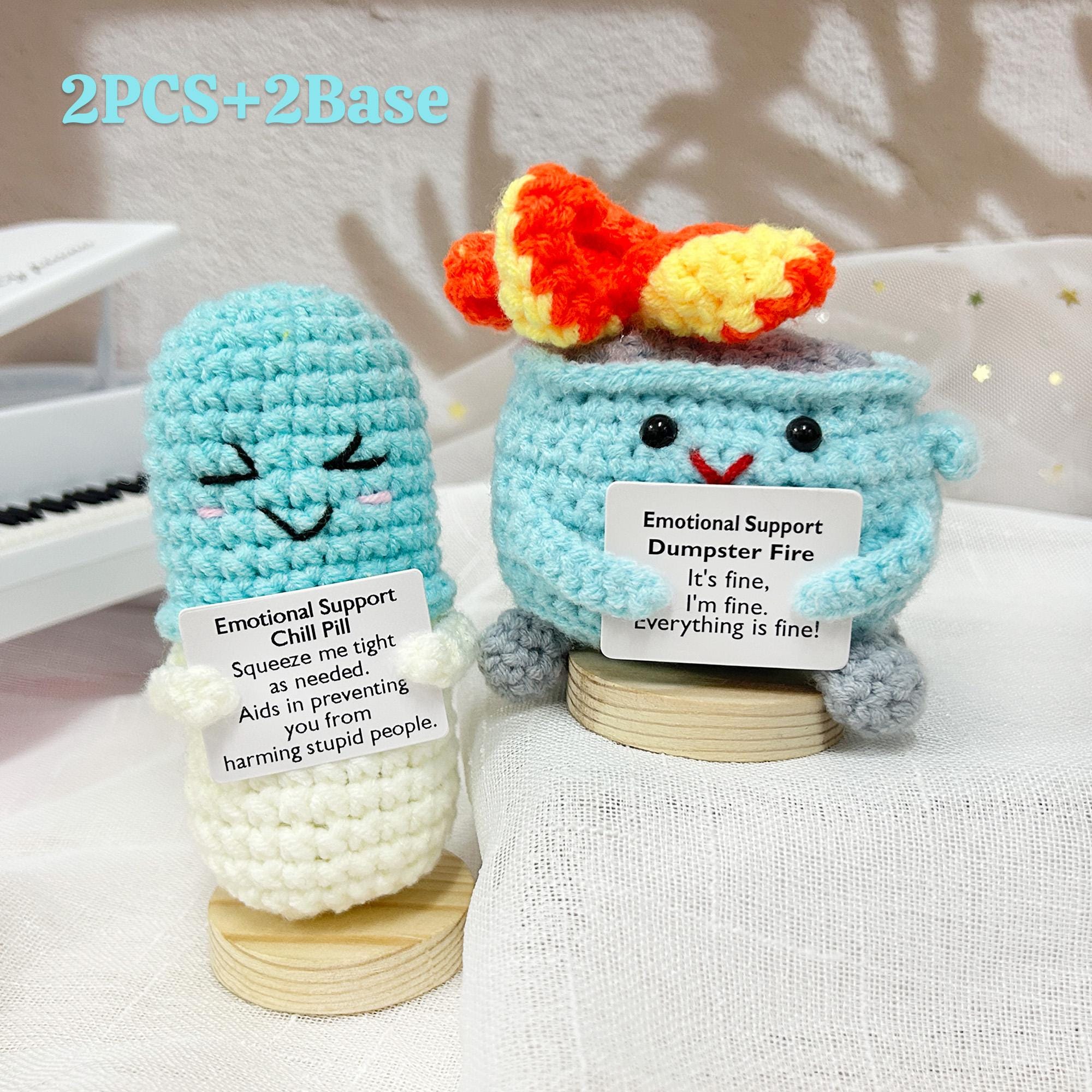 Crochet Dumpster Fire/chill Pill Toy,emotional Support Gift,happy Pill ...
