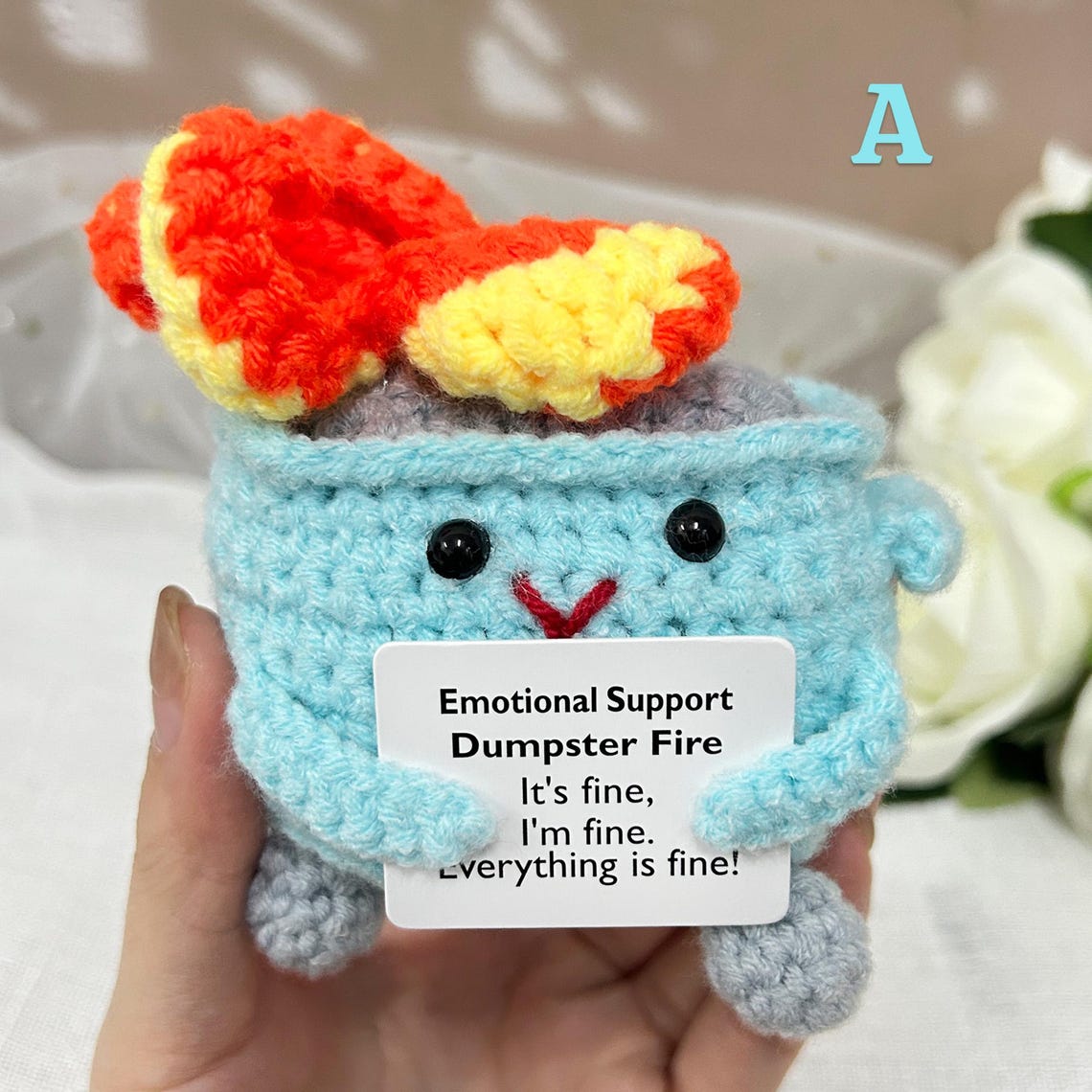 Crochet Dumpster Fire & Chill Pill Set,emotional Support Gift,happy ...