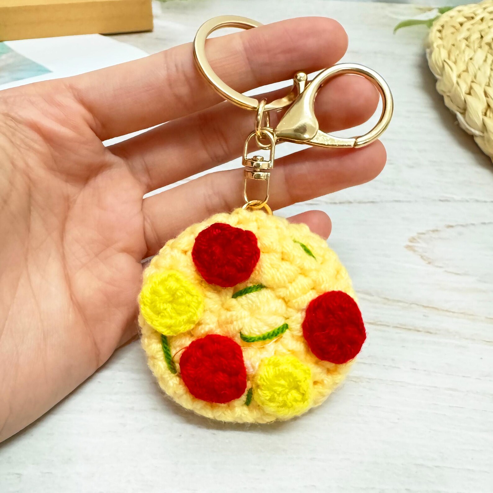 Bulk Handmade Crochet Pizza,free 1 Pizza Keychain,emotional Support ...
