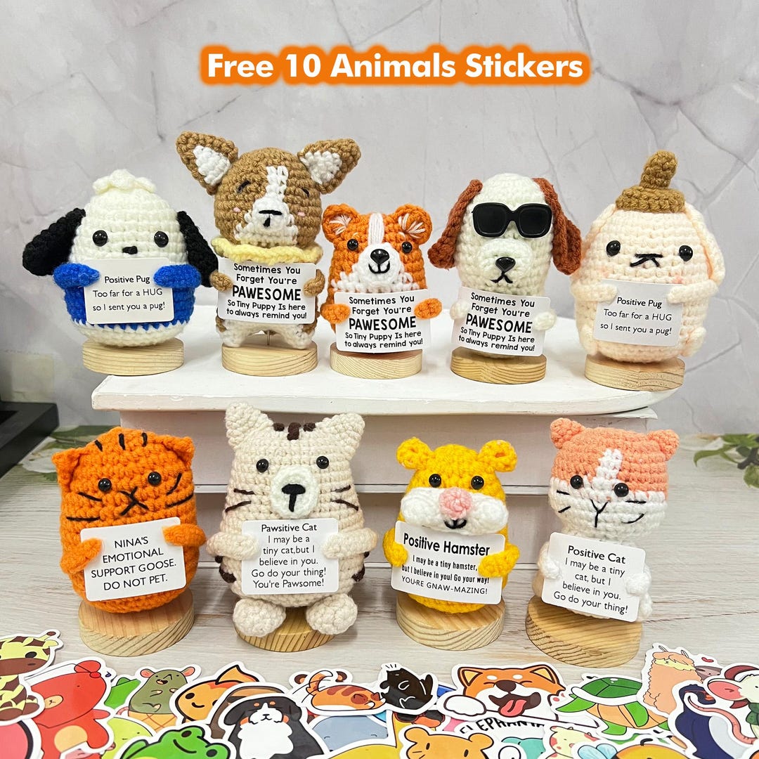 Cute Crochet Dogs/cats/hamster,positive Pug & Cat,pawsitive Crochet ...