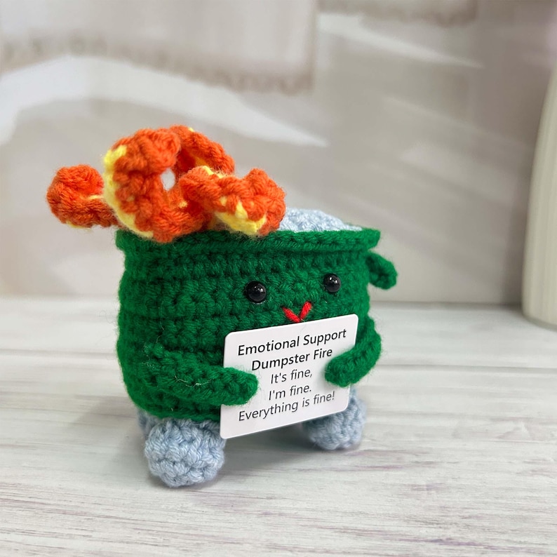 Crochet Emotional Support Dumpster Fire Amigurumi,burning Trash Can ...