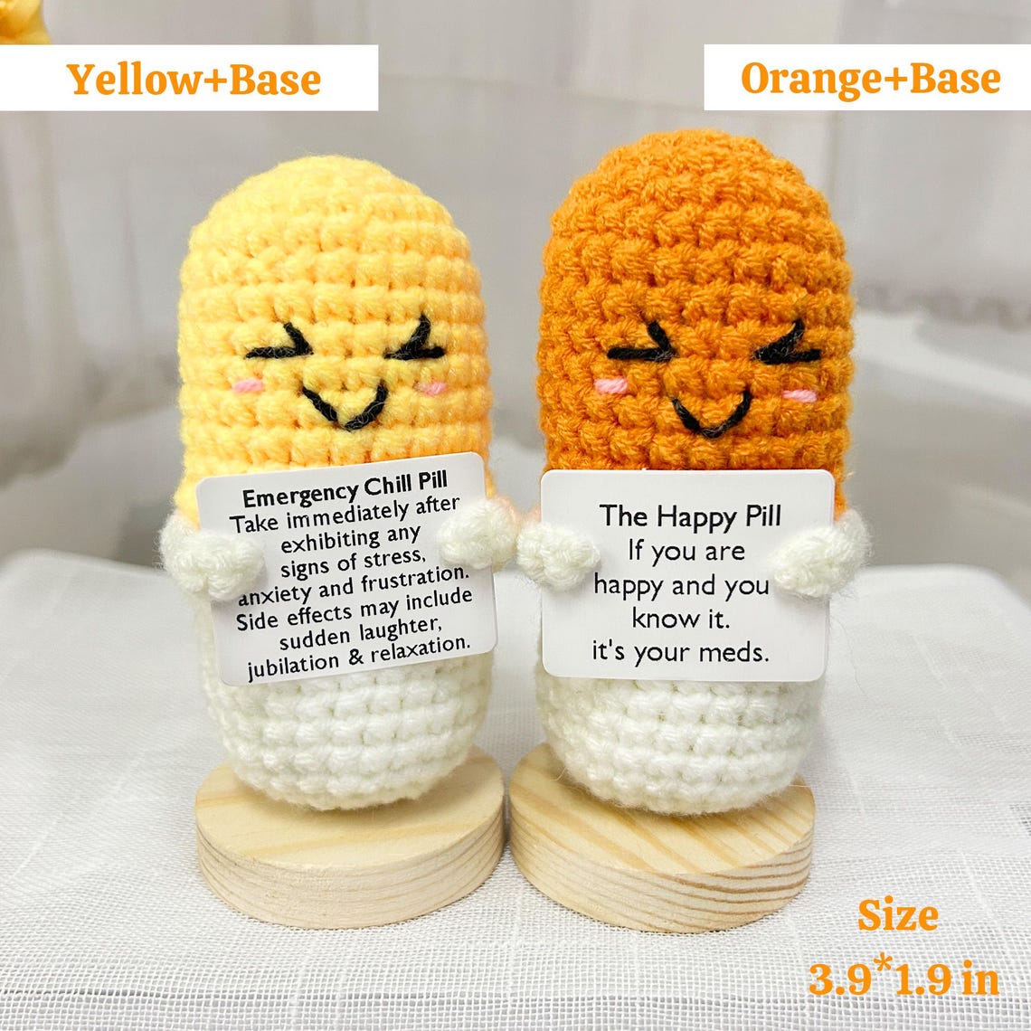 Handmade Crochet Chill Pill Toy,happy Pill Toy,emotional Support Gift ...