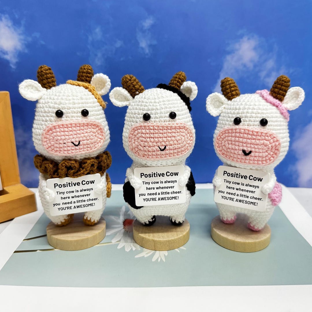 Handmade Crochet Cow,milk Cow Plush Crochet,positive Cow,crochet Animal ...