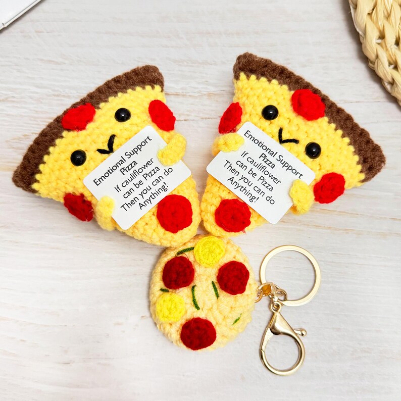 Bulk Handmade Crochet Pizza,free 1 Pizza Keychain,emotional Support ...