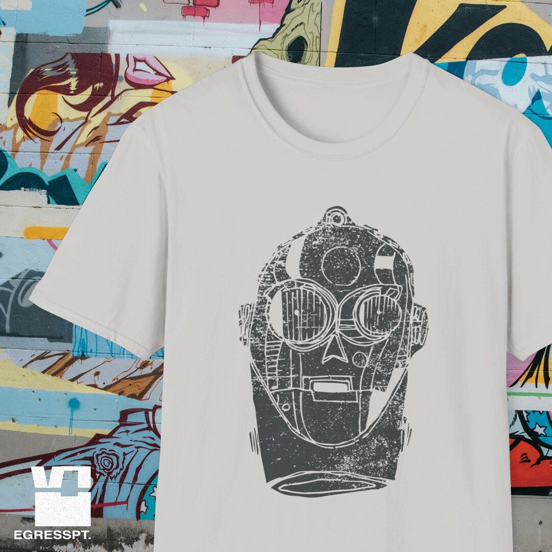 Abstract Droid Face T-shirt | Intergalactic Distressed Tee for Sci-fi ...