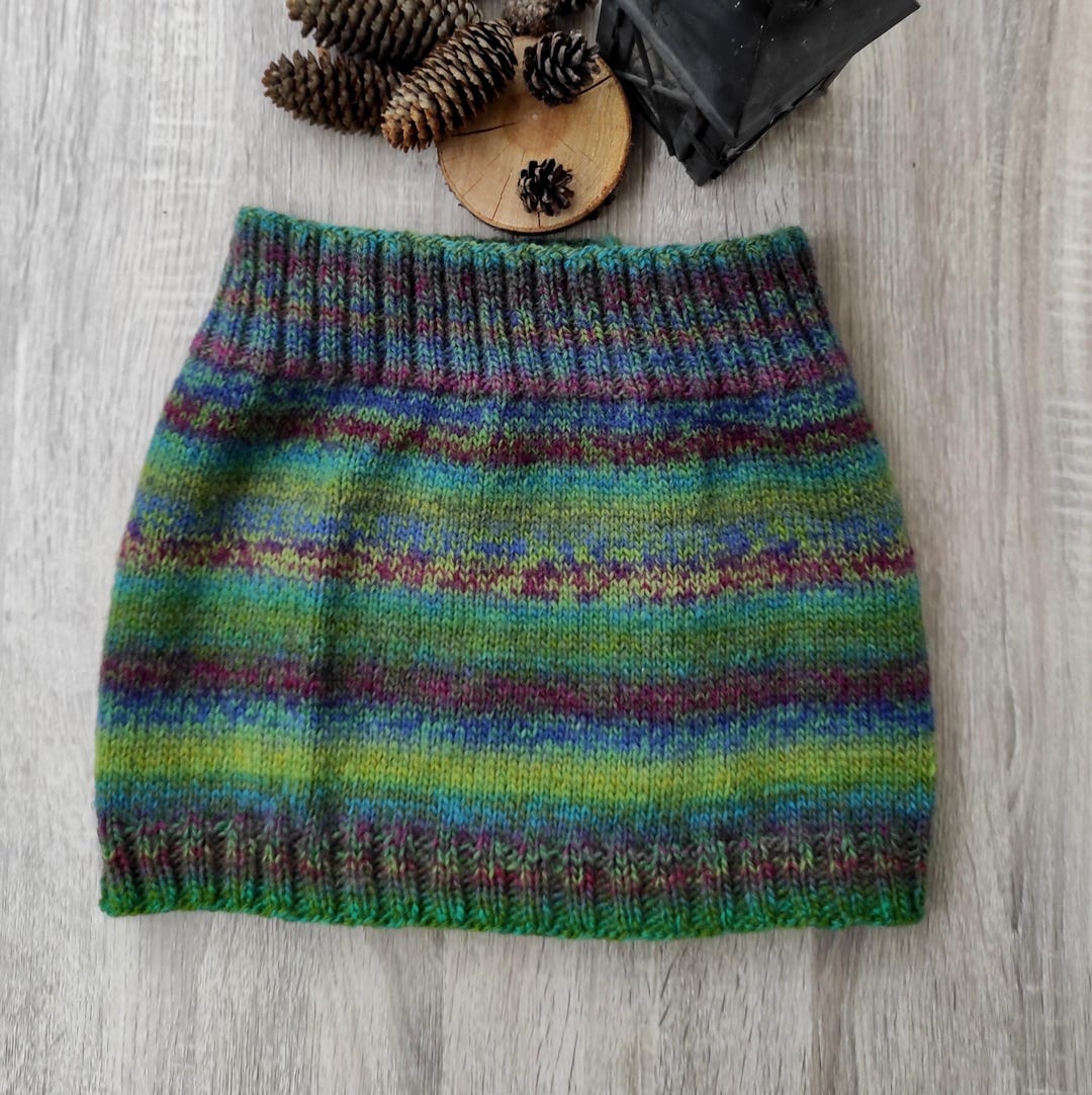 Green and Burgundy, Merino Wool, Hand Knitted, Waist Warmer, Haramaki ...