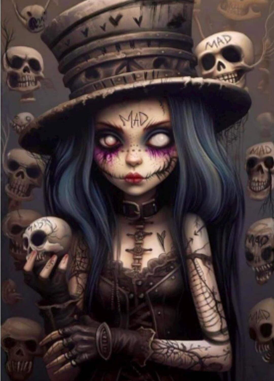 Mad Hatter Girl DIY 5D Full Round Drill Diamond Painting - Etsy