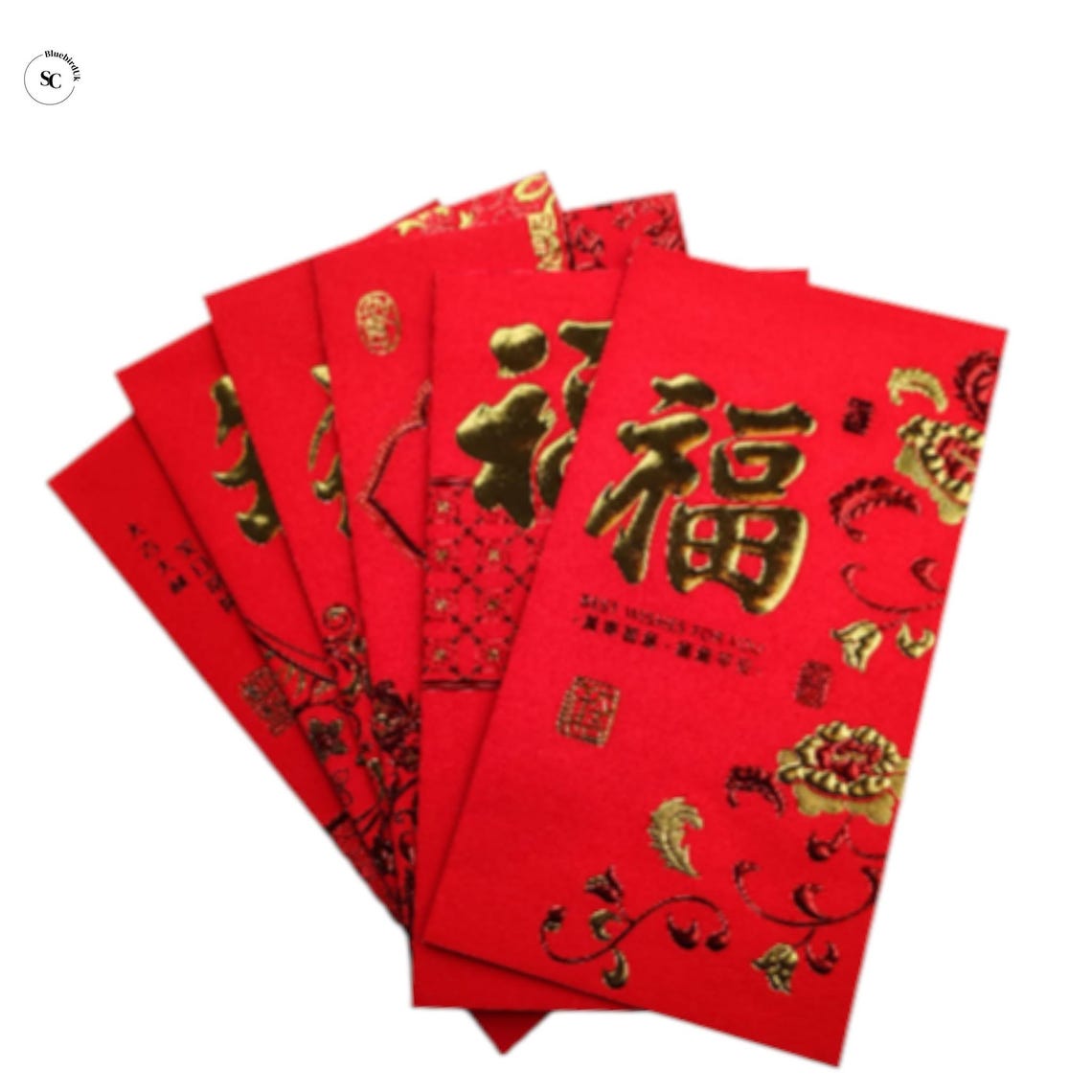6pc Gold Foil “fu” Red Envelopes – Lucky Lunar New Year Gifts - Etsy