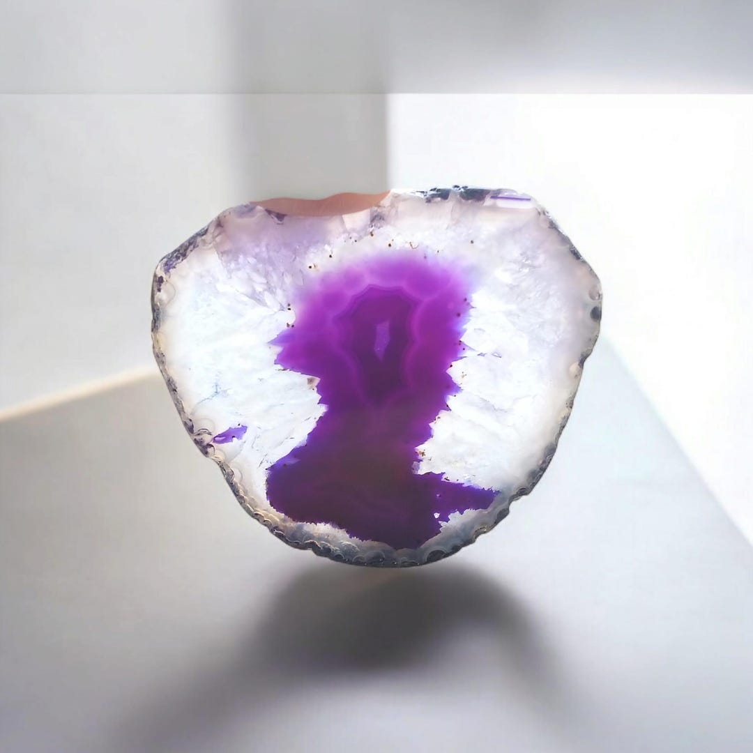 Unique Human Silhouette Pattern Natural Agate Slice With Amethyst ...