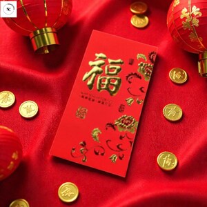 6pc Gold Foil “fu” Red Envelopes – Lucky Lunar New Year Gifts - Etsy