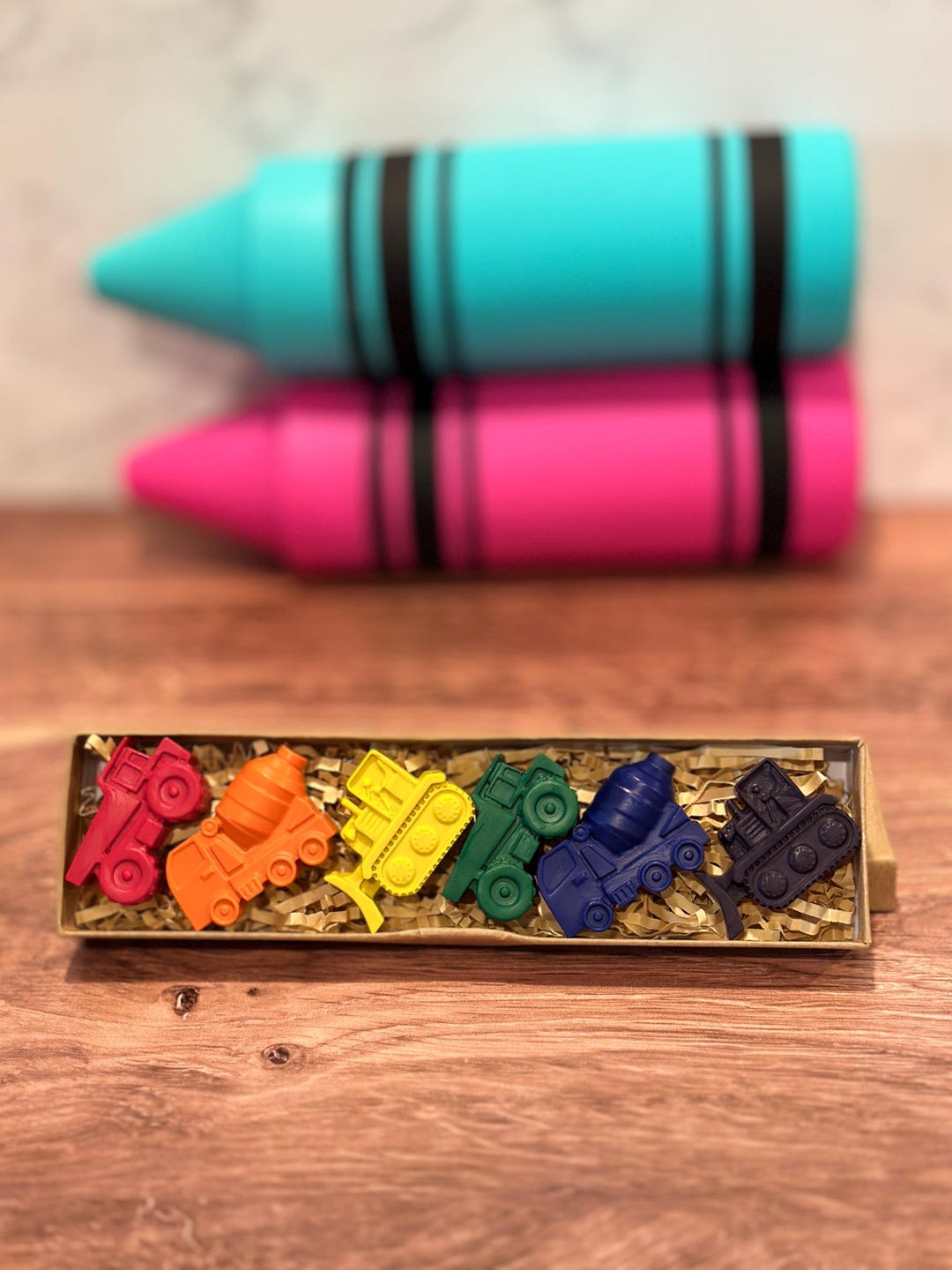 Construction Vehicle Crayons Gift Set - Custom Made Rainbow Present for ...