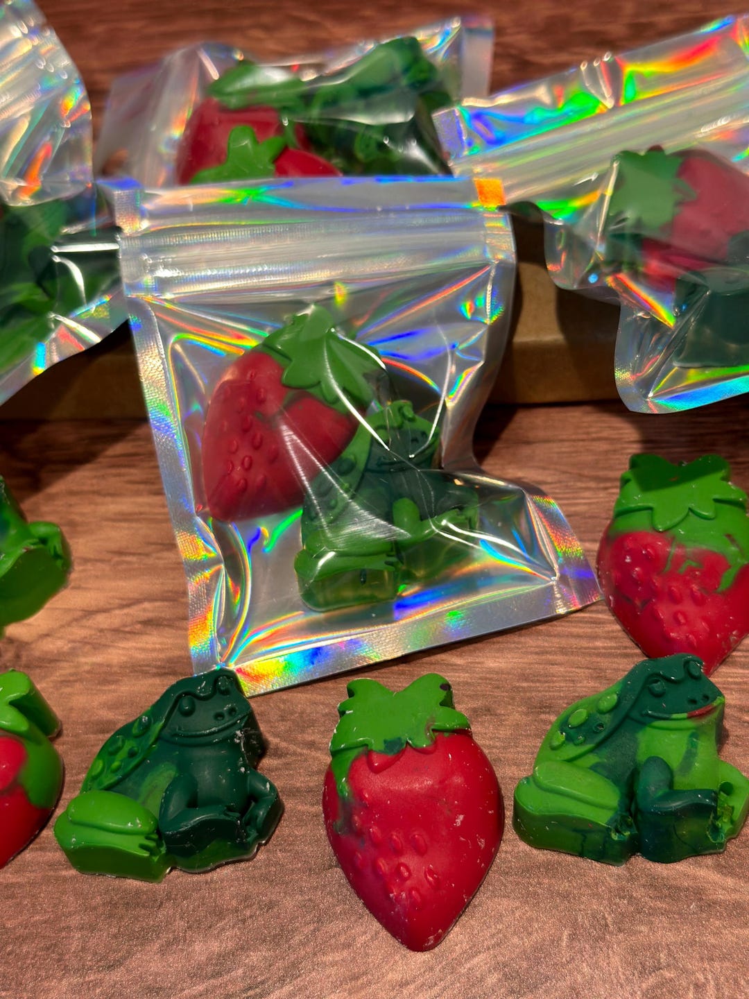 Mini Strawberry & Frog Crayons Gift Pack - Custom Made Rainbow Present ...