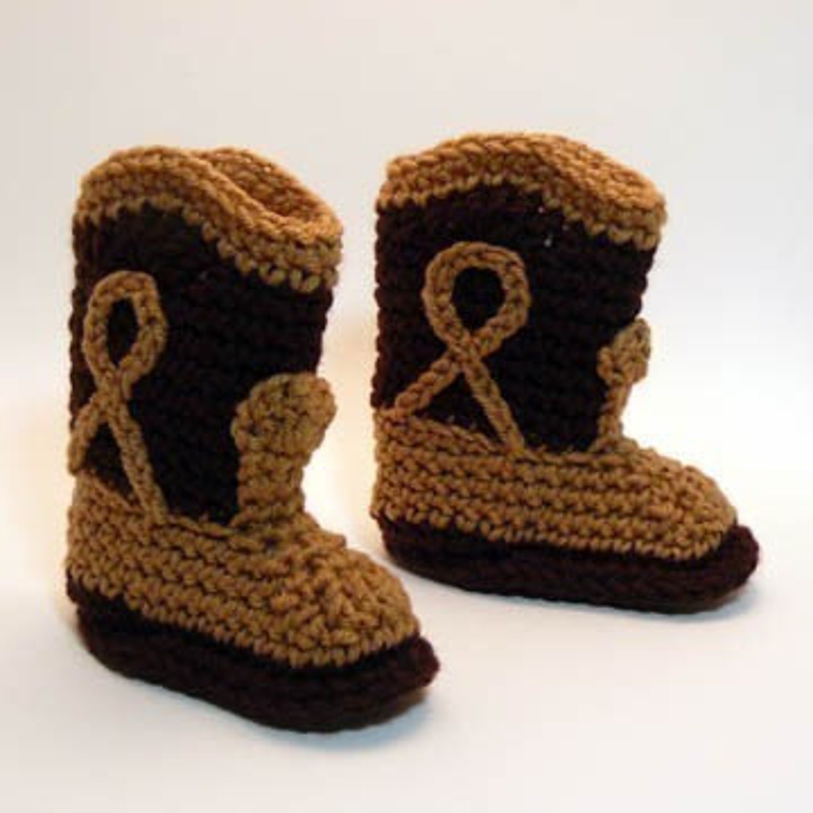 Brown Cowboy Boots Crochet Baby Booties 0-6 Months - Etsy