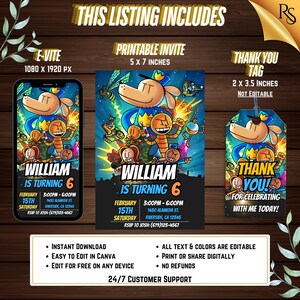 Customizable Dogman Kids Birthday Invite | Editable Canva Template ...