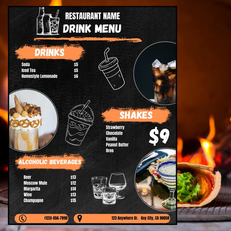Editable Canva Menu Template | Restaurant & Food Truck Menu for Social ...