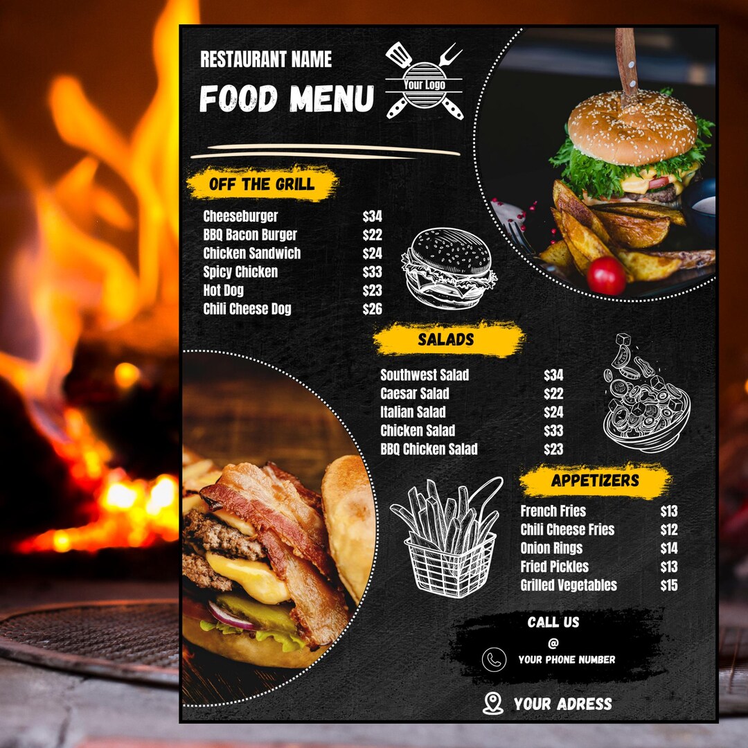 Editable Canva Menu Template | Restaurant & Food Truck Menu for Social ...