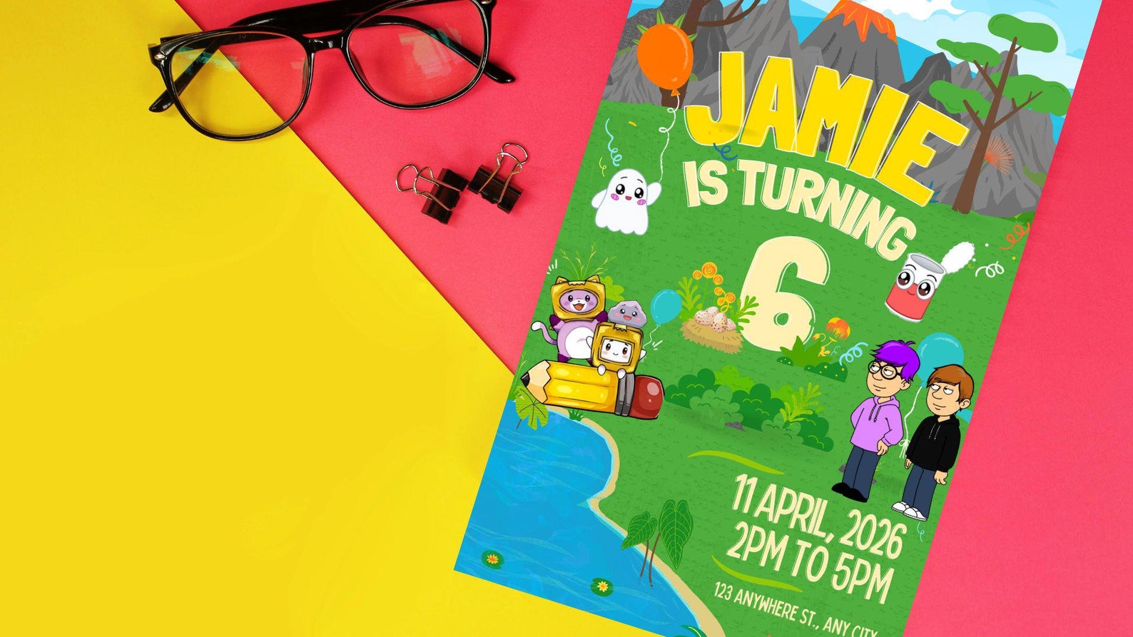 Lankybox Themed Customizable Birthday Invitation Template Editable in ...