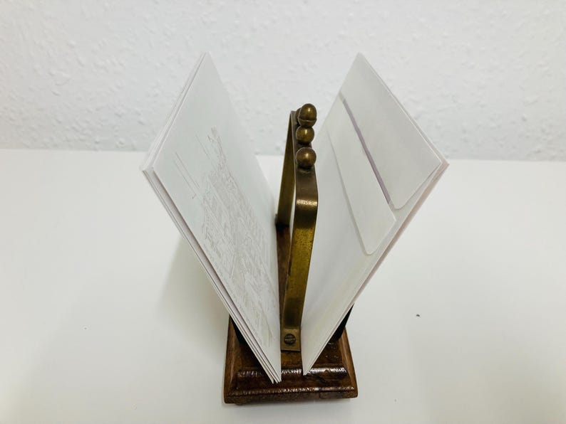 Vintage Letter Holder Made of Wood and Brass - Etsy