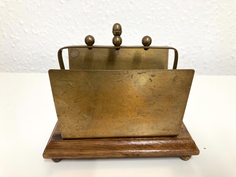 Vintage Letter Holder Made of Wood and Brass - Etsy