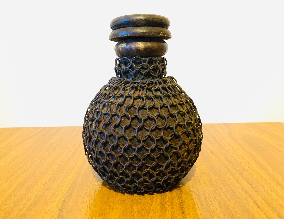 Antique Hand Made Metal Gourd Covered With Metal Mesh - Etsy