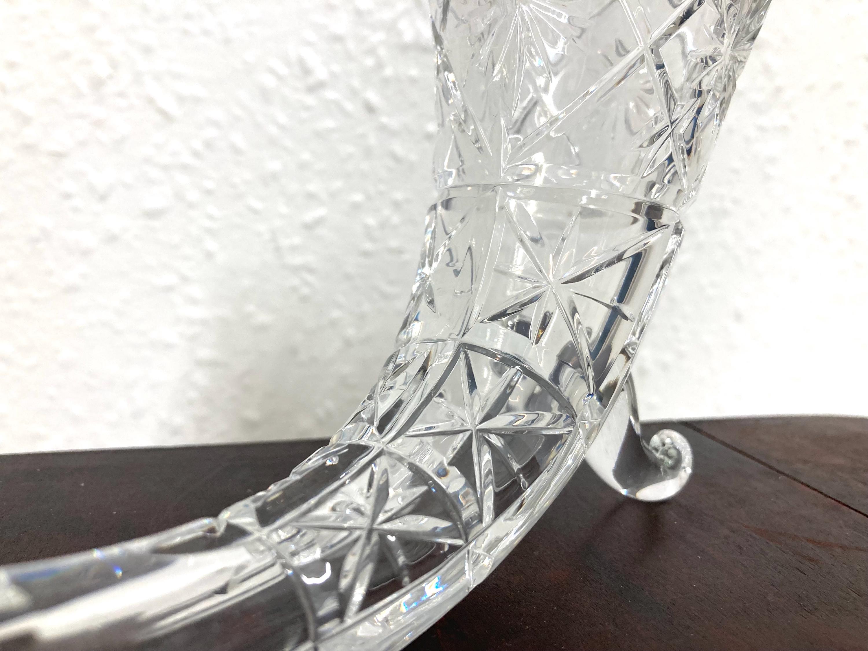 Vintage Crystal Cut Horn Shaped Cornucopia Vase - Etsy