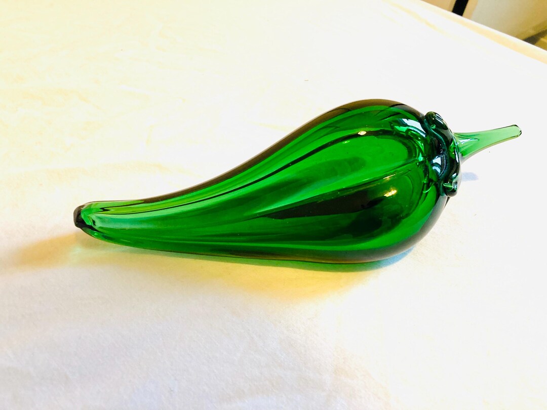 Vintage Beranek Green Glass Pepper - Bohemian Art Glass 1970s - Etsy