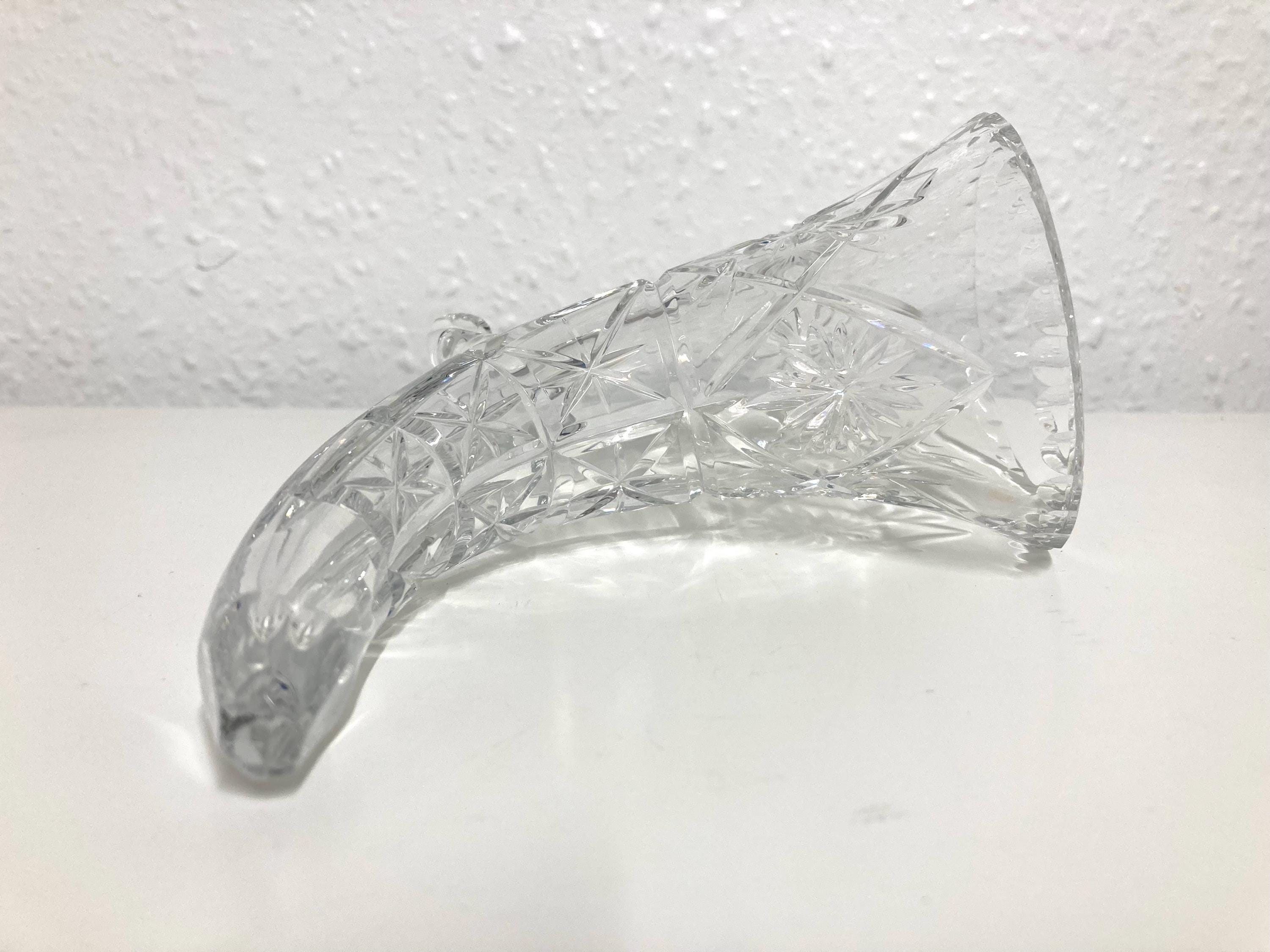Vintage Crystal Cut Horn Shaped Cornucopia Vase - Etsy
