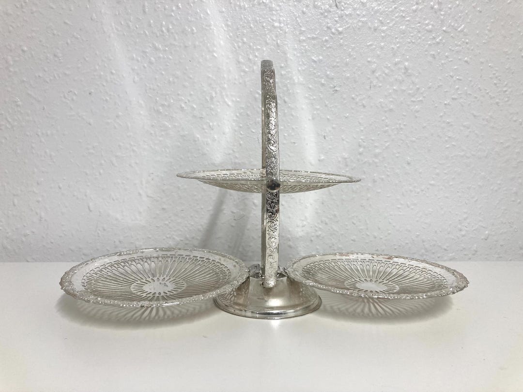 Vintage 3 Tier Silver Plated Cake Stand Made In England Stamped Under
