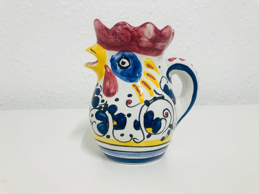 Deruta Mini Rooster Hand Painted Ceramic Italian Jug - Etsy
