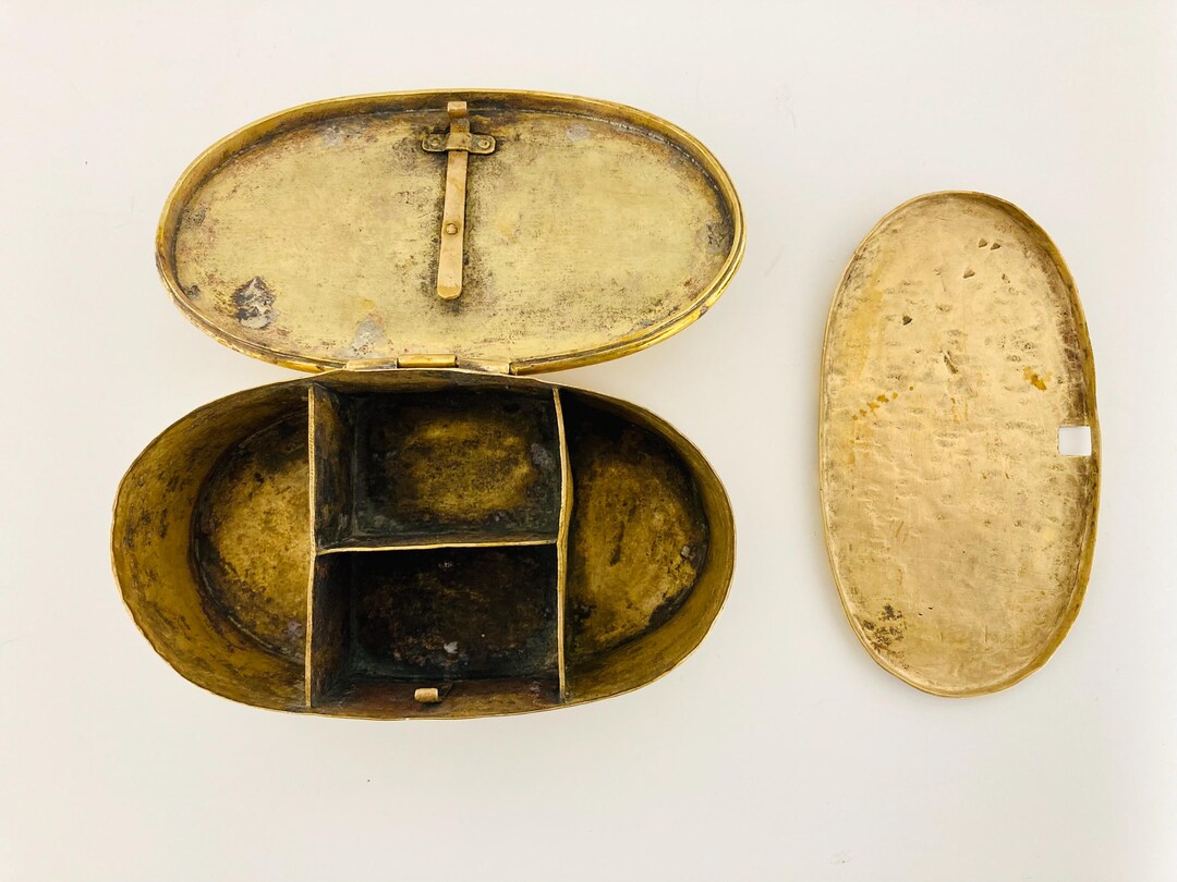 Antique Rare Find Double Lid Brass Tobacco / Snuff Box - Etsy
