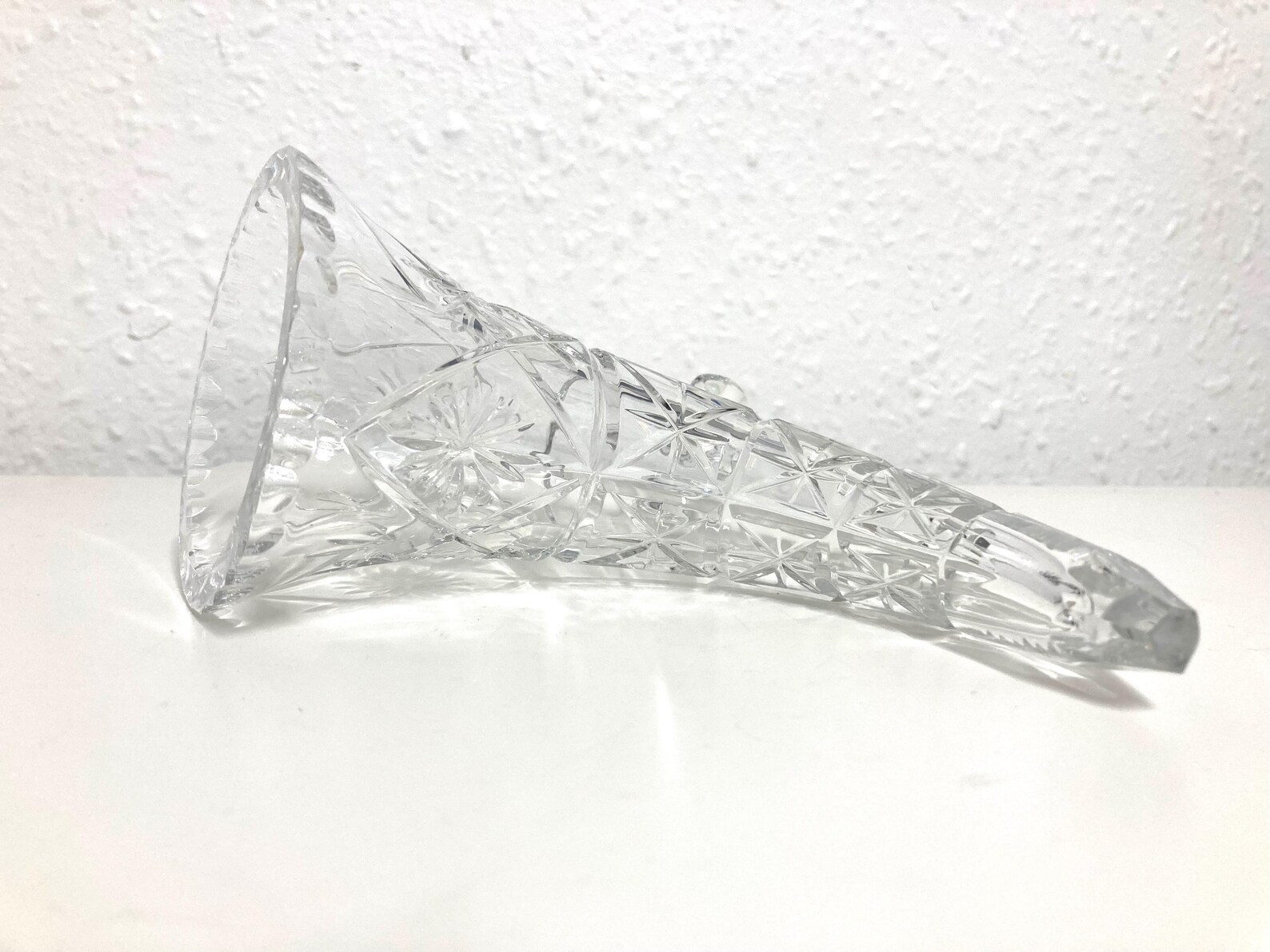 Vintage Crystal Cut Horn Shaped Cornucopia Vase - Etsy